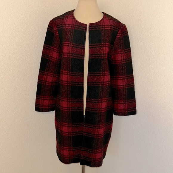 Max Studio | Jackets & Coats | Fabulous Max Studio Red Black Plaid Long ...